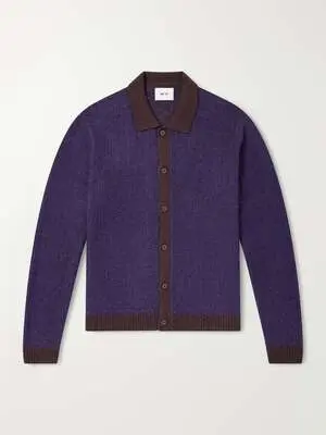Nn07 Thor 60004 Checked Wool-blend Cardigan - Blue