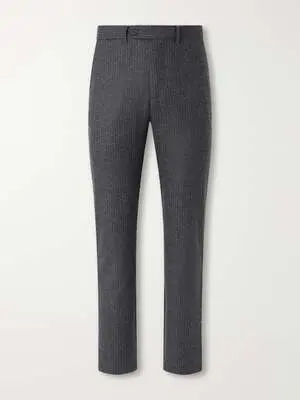 Hartford Taylor Tapered Pinstriped Wool-blend Trousers - Gray