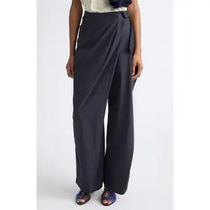 JW Anderson Fold Over Twist Wide Leg Trousers - Navy