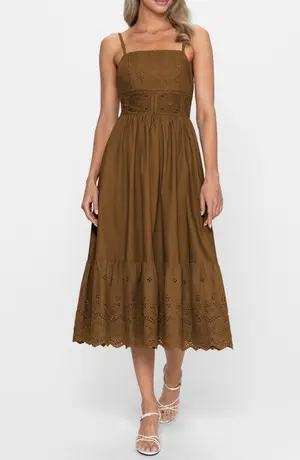 Cupshe Eyelet Sleeveless Midi Dress