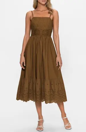 Cupshe Eyelet Sleeveless Midi Dress