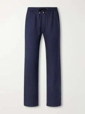 GOD'S TRUE CASHMERE Straight-leg Cashmere-twill Drawstring Trousers - Navy