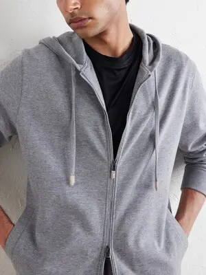 Canali Hooded Cotton-blend Jersey Sweatshirt