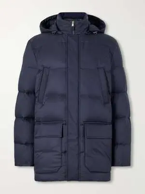 Canali Hooded Down Jacket - Navy