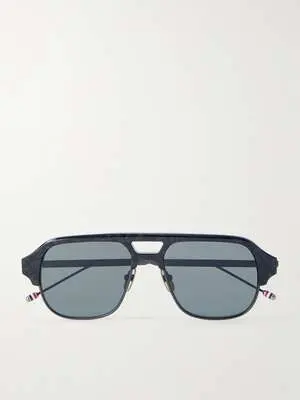 Thom Browne Aviator-style Acetate And Titanium Sunglasses - Black