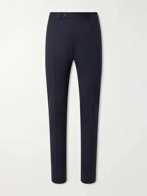 Canali Straight-leg Wool-blend Twill Trousers - Blue
