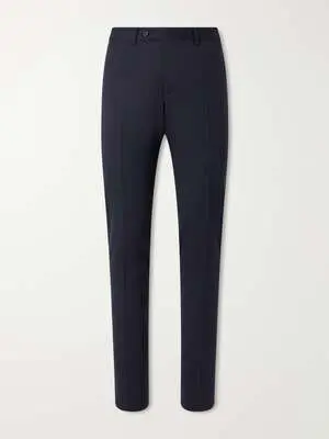 Canali Straight-leg Wool-blend Trousers - Navy