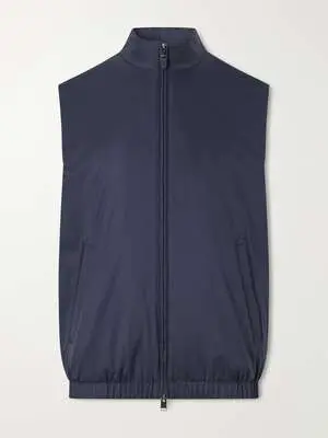 Canali Shell Zip-up Gilet - Navy