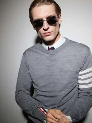 Thom Browne Aviator-style Gold-pleated Titanium Sunglasses