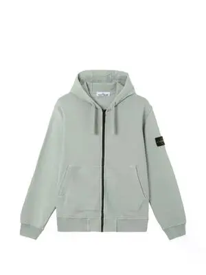 Stone Island Logo-patch Zip-up Hoodie - Green