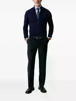 TRUSSARDI Zip-up Textured-knit Cardigan - Blue