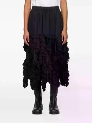 Comme Des Garçons Ruffled Asymmetric Midi Skirt - Black