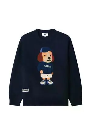 CHOCOOLATE Intarsia-knit Logo-patch Sweater - Blue