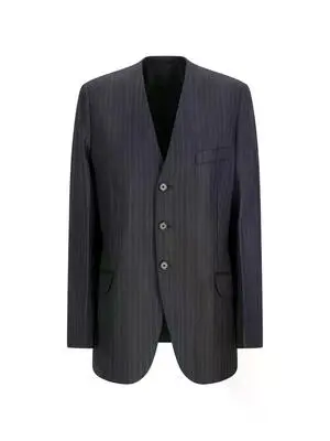 JIL SANDER Pinstripe Collarless Jacket - Blue