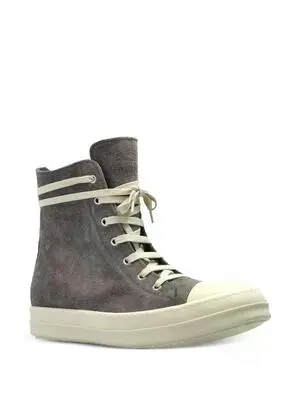 Rick Owens Round-toe High-top Sneakers - Grey