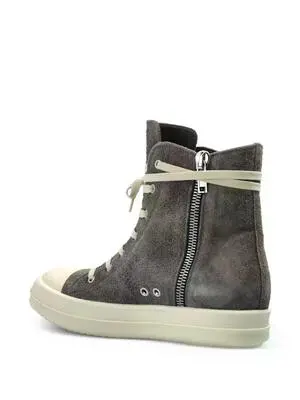 Rick Owens Round-toe High-top Sneakers - Grey