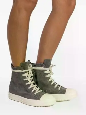 Rick Owens Round-toe High-top Sneakers - Grey