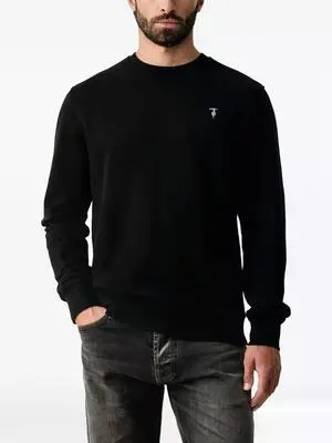 TRUSSARDI Logo-embroidered Crew-neck Sweater - Black