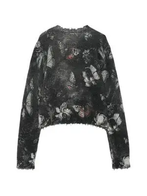 R13 Butterfly-print Distressed Sweater