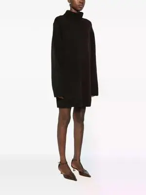 Eric Bompard Split-sleeve Mock-neck Mini Dress