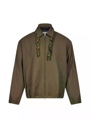 SONG FOR THE MUTE Pinstripe-pattern Scarf-detail Jacket