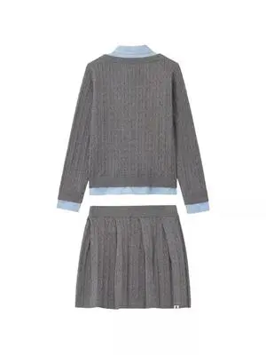 CHOCOOLATE Cable-knit Logo-patch Sweater And Skirt Set