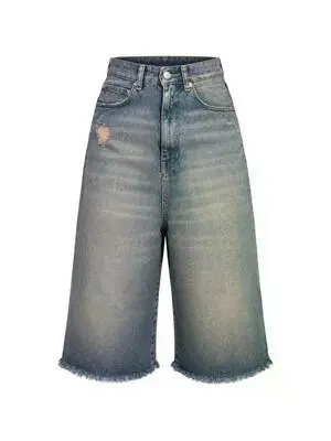 VICOLO Distressed Frayed-hem Shorts - Blue