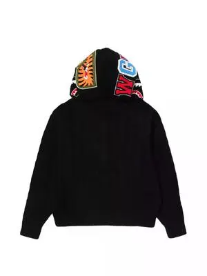 A BATHING APE Shark Cable-knit Hoodie - Black