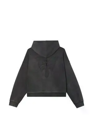 FIVE CM Skeleton-embroidered Washed Hoodie - Black