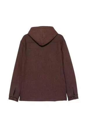 Eleventy Herringbone Hooded Jacket - Brown