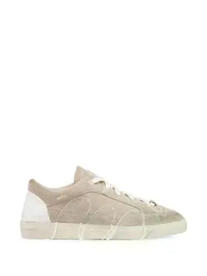 SANTHA Love Cut Contrast-stitch Suede Sneakers - Neutrals