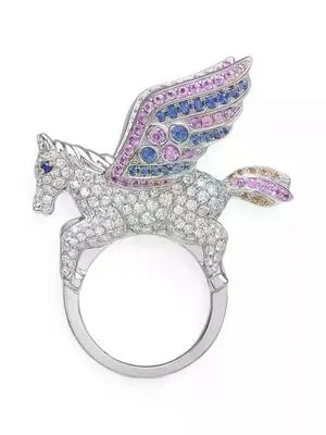 MIO HARUTAKA Pegasus Diamond And Sapphire Ring - Silver