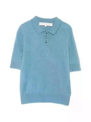 ABSOLUT CASHMERE Short-sleeve Polo Sweater - Blue