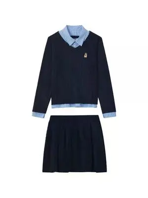 CHOCOOLATE Cable-knit Sweater And Pleated Skirt Set