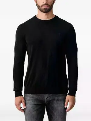 TRUSSARDI Logo-embroidered Crew-neck Sweater - Black