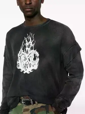 THUG CLUB Graphic-print Layered-sleeve Sweatshirt