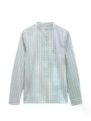 Marc O'polo Gingham-check Band-collar Blouse - Blue