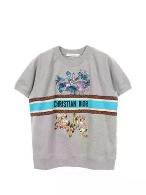 Dior 2010s Flower-embroidered Short-sleeve Top