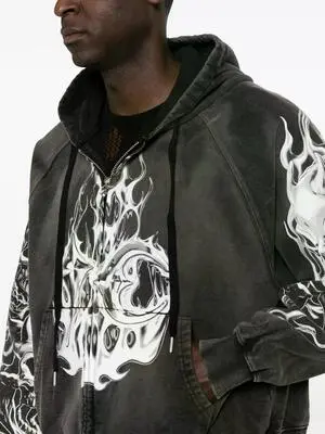 THUG CLUB Graphic-print Zip-up Hoodie
