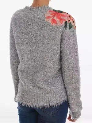 Dolce & Gabbana Floral-appliqué Metallic Cardigan - Silver