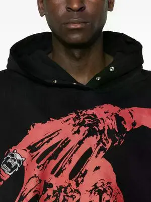 THUG CLUB Graphic-print Snap-button Hoodie