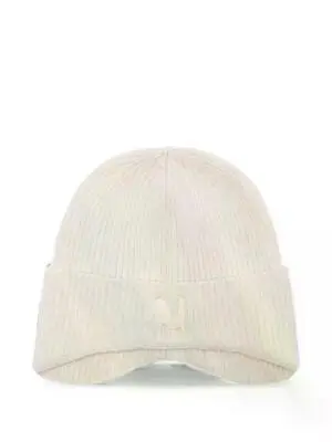 MSGM Ribbed-knit Embroidered Beanie Hat