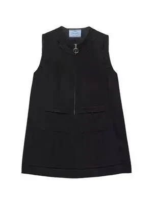 Prada Embroidered Natté-fabric Mini Dress - Black