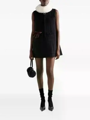 Prada Embroidered Natté-fabric Mini Dress