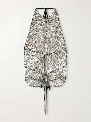 Attico Tie-detailed Sequin-embellished Tulle Tank - Silver