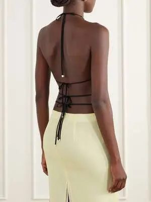 Attico Tie-detailed Sequin-embellished Tulle Tank