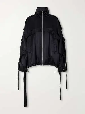 Attico Deconstructed Satin Bomber Jacket - Black