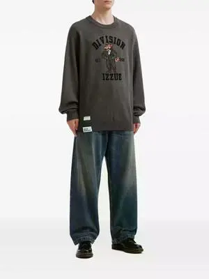 Izzue Graphic-print Long-sleeve Sweater - Grey