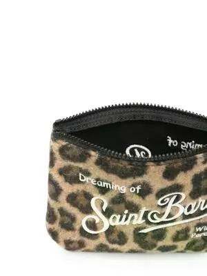 MC2 SAINT BARTH Zebra-print Logo-embroidered Clutch Bag - Brown