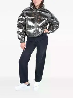 Michael Kors Metallic Nylon Ciré Puffer Jacket